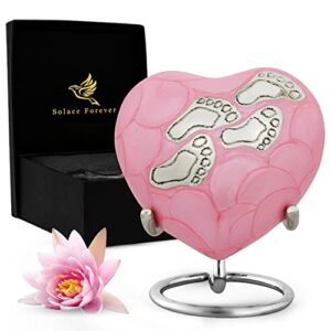 small heart urn for baby ashes - pink heart cremation urn for baby girl - small urn with box & stand - heart shaped urn for ashes - small keepsake urn heart - mini urn for infants & children