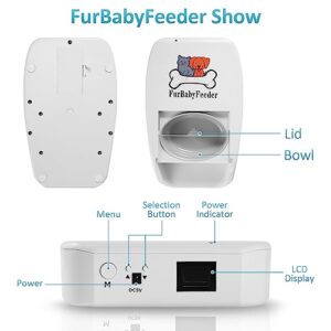 FurBabyFeeder Automatic Microchip Pet Feeder - Uses RFID Collar Tag - Multi-Pet - LCD Display - Suitable for Both Wet and Dry Food (White)