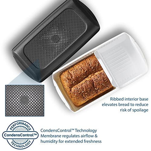 Tupperware Bread Saver- Storage Container & Bread Box for Bread, Pastries, Bagels & More, CondensControl- Moisture Control Technology, Keeps Bread Fresher Longer- 12.63" x 6.5" x 6"