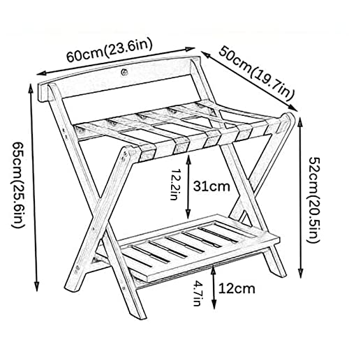 QQXX Suitcase Stand,Luggage Rack,Folding Luggage Racks with Storage Shelf,Luggage Stand Foldable Suitcase Racks Ideal for Guest Room,Bedroom,Hotel(23.6"*25.6", White)