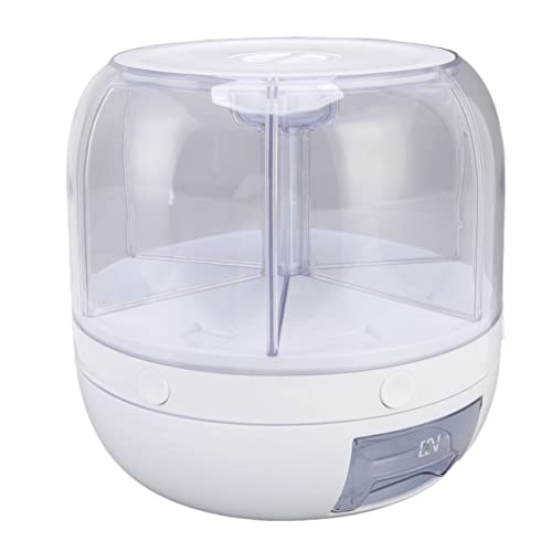 6 Grid Rice & Grain Storage Container, 360° Rotating Dry Food Dispenser Grain Food Storage Box Rice Bucket with Lid Moisture Resistant Household for Home Kitchen (5kg)