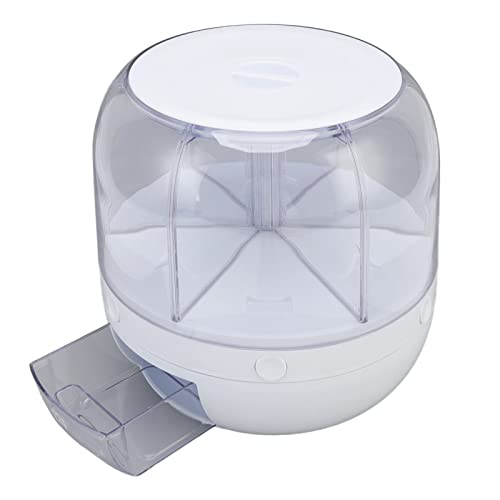 6 Grid Rice & Grain Storage Container, 360° Rotating Dry Food Dispenser Grain Food Storage Box Rice Bucket with Lid Moisture Resistant Household for Home Kitchen (5kg)