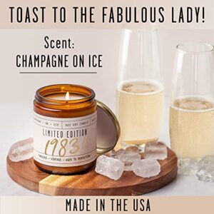 40th Birthday Gifts for Women Unique - 'Limited Edition 1983' Soy, w/Champagne on Ice I 40 Birthday Gifts for Women I 40 Year Old Birthday Gifts for Women I 9oz Reusable Jar, 50Hr Burn, Made in USA