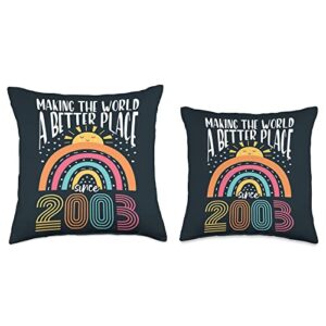 20th Birthday Gifts for Women and Men 20 Birthday Making The World a Better Place Since 2003 Throw Pillow, 16x16, Multicolor