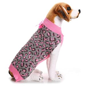 clothes for big dogs female puppy leopard bowknot puppy pink pet winter cute sweater pet clothes dog clothes for big dogs girl coat