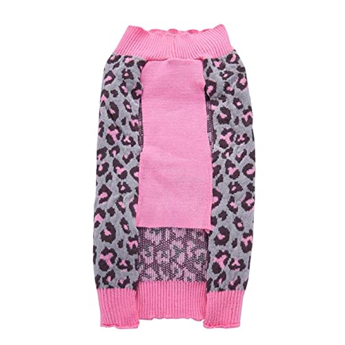 Clothes for Big Dogs Female Puppy Leopard Bowknot Puppy Pink Pet Winter Cute Sweater Pet Clothes Dog Clothes for Big Dogs Girl Coat