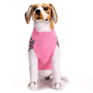 Clothes for Big Dogs Female Puppy Leopard Bowknot Puppy Pink Pet Winter Cute Sweater Pet Clothes Dog Clothes for Big Dogs Girl Coat