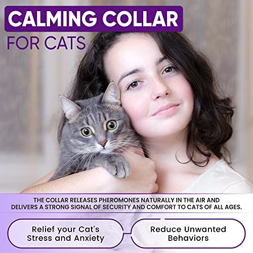 4 Pack Calming Collar for Cats, Cat Calming Collar, All New Calming Pheromone Collar for Cats, Cat Pheromone Collar, Cat Calming Collar for Anxiety, Efficient Relieve Anxiety and Stress