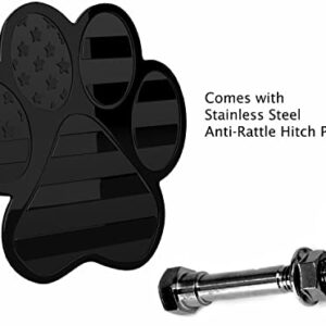 Dog Paw Foot Metal Hitch Cover with Anti-Rattle Pin Bolt (Fits 2" Receiver, Black)