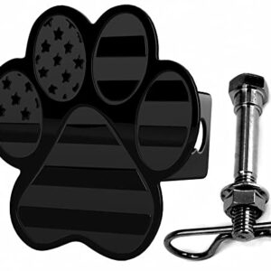 Dog Paw Foot Metal Hitch Cover with Anti-Rattle Pin Bolt (Fits 2" Receiver, Black)