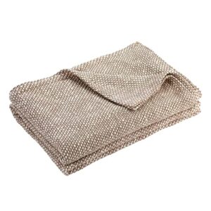 Nate Home by Nate Berkus Lightweight 100% Cotton Basket Weave Two-Tone Blanket | Breathable, All-Season Throw, Decoration for Bedding from mDesign - Full/Queen, Sandstone (Taupe)