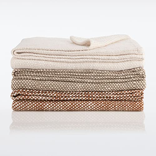 Nate Home by Nate Berkus Lightweight 100% Cotton Basket Weave Two-Tone Blanket | Breathable, All-Season Throw, Decoration for Bedding from mDesign - Full/Queen, Sandstone (Taupe)