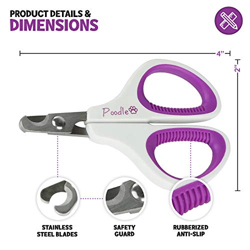 Detangling Pet Comb with Long & Short Stainless Steel Teeth for Removing Matted Fur, Knots & Tangles + Cat Nail Clipper, Dog Nail Trimmers – Pet Claw Scissors for Cats, Dogs, Rabbits & Small Animals