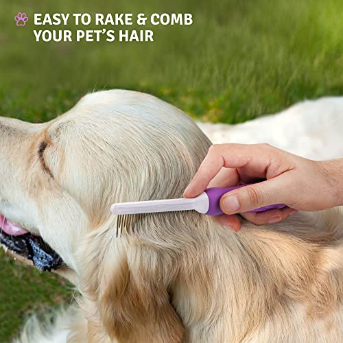 Detangling Pet Comb with Long & Short Stainless Steel Teeth for Removing Matted Fur, Knots & Tangles + Cat Nail Clipper, Dog Nail Trimmers – Pet Claw Scissors for Cats, Dogs, Rabbits & Small Animals