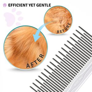 Detangling Pet Comb with Long & Short Stainless Steel Teeth for Removing Matted Fur, Knots & Tangles + Cat Nail Clipper, Dog Nail Trimmers – Pet Claw Scissors for Cats, Dogs, Rabbits & Small Animals