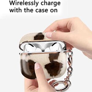 Txocouk for Airpods Pro 2 Case Protective Shockproof Hard Case with Keychain Cute AirPods Pro 2nd Generation Case air pods case for Girls and Women and Men Cow Hide Farm Animal Brown Cowhide Skin