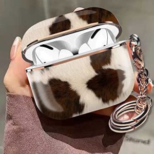 Txocouk for Airpods Pro 2 Case Protective Shockproof Hard Case with Keychain Cute AirPods Pro 2nd Generation Case air pods case for Girls and Women and Men Cow Hide Farm Animal Brown Cowhide Skin