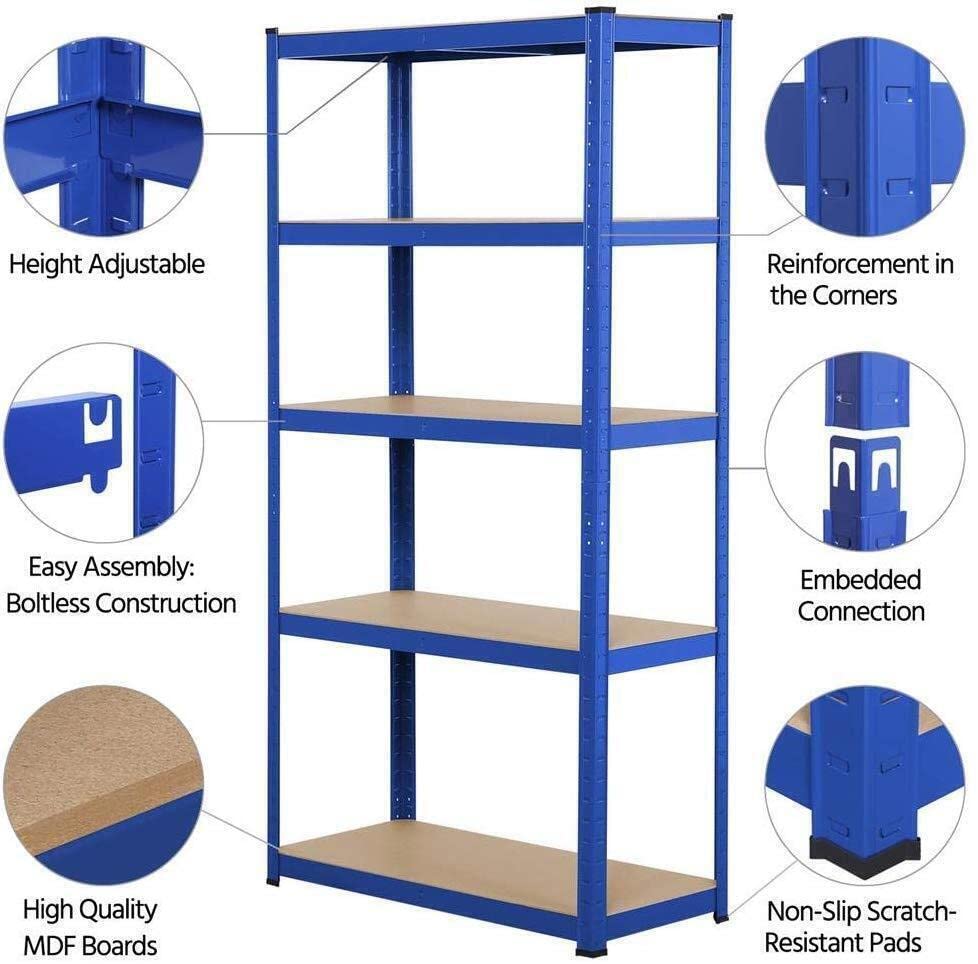 Garage Shelving Units Heavy Duty Racking Shelves for Storage -5 Tier (175KG Per Shelf), 875KG Capacity for Workshop, Shed, Office,5 Year Warranty,H148 x W70 x D30cm/ 58.27 x 27.56 x 11.81 inches