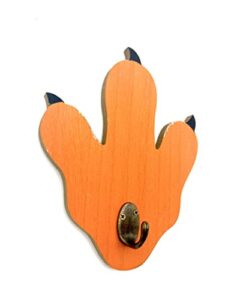 dinosaur footprint kids coat hanger - dino decorations for bathroom, classroom, kids playroom, and dinosaur nursery decor - dinosaur decor boys room trex wall decor - bright orange