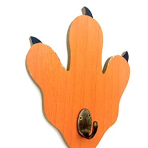 Dinosaur Footprint Kids Coat Hanger - Dino Decorations for Bathroom, Classroom, Kids Playroom, and Dinosaur Nursery Decor - Dinosaur Decor Boys Room Trex Wall Decor - Bright Orange