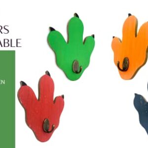 Dinosaur Footprint Kids Coat Hanger - Dino Decorations for Bathroom, Classroom, Kids Playroom, and Dinosaur Nursery Decor - Dinosaur Decor Boys Room Trex Wall Decor - Bright Orange