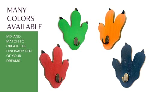 Dinosaur Footprint Kids Coat Hanger - Dino Decorations for Bathroom, Classroom, Kids Playroom, and Dinosaur Nursery Decor - Dinosaur Decor Boys Room Trex Wall Decor - Bright Orange