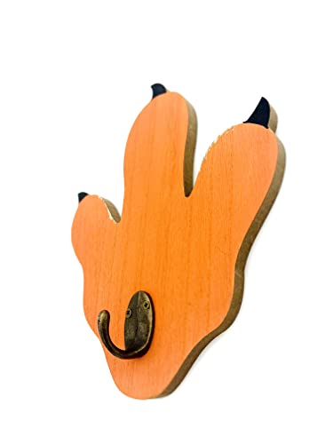 Dinosaur Footprint Kids Coat Hanger - Dino Decorations for Bathroom, Classroom, Kids Playroom, and Dinosaur Nursery Decor - Dinosaur Decor Boys Room Trex Wall Decor - Bright Orange