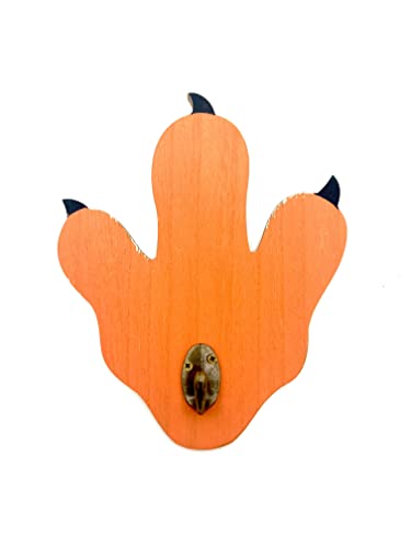 Dinosaur Footprint Kids Coat Hanger - Dino Decorations for Bathroom, Classroom, Kids Playroom, and Dinosaur Nursery Decor - Dinosaur Decor Boys Room Trex Wall Decor - Bright Orange