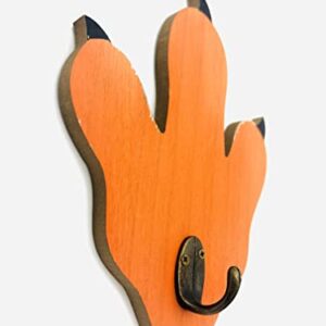 Dinosaur Footprint Kids Coat Hanger - Dino Decorations for Bathroom, Classroom, Kids Playroom, and Dinosaur Nursery Decor - Dinosaur Decor Boys Room Trex Wall Decor - Bright Orange