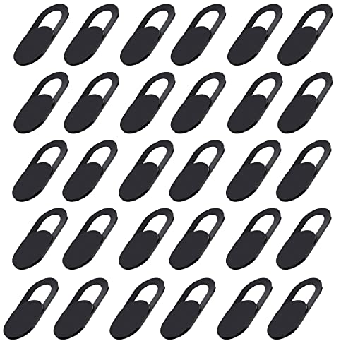 RIENER 30 Pcs Camera Cover, Webcam Cover Slide, Ultra-Thin Webcam Cover Slide for Laptop, MacBook, PC, Cell Phone and More Accessories，Protect Your Privacy and Security(Black)