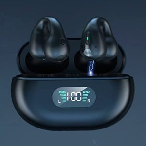 soputry wireless ear clip headphones, open ear headphones mini headphones, mini waterproof bluetooth open ear earbuds for cycling driving running (black b)