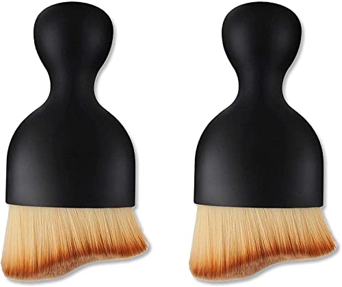 Car Duster Interior Clean Tool,2 Pcs Car Brushes for Detailing Soft Bristles Car Cleaning with Cover Portable Detailing Brushes Dusting Tools for Air Vents,Dashboard,Computer,Cosmetic Brush(Yellow)