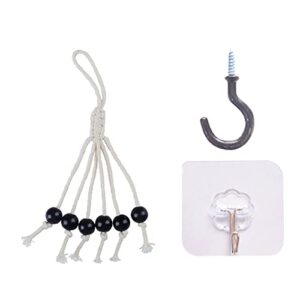 banana holder,banana hanger with wooden beads cotton rope banana hanger hook black