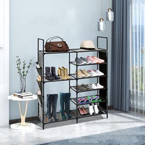 liwarace shoe rack, shoe rack organizer 6 tiers shoe rack for entryway, double rows of metal black shoe rack for boots and shoes storage