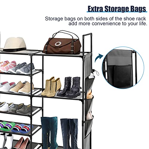 Liwarace Shoe Rack, Shoe Rack Organizer 6 Tiers Shoe Rack for Entryway, Double Rows of Metal Black Shoe Rack for Boots and Shoes Storage