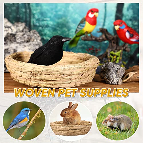 4 Pcs Bird Nest Handmade Woven Flat Base Bird Nest Breeding Nest Small Animal Bed House Bird Cage Accessories for Dove Pigeon Parrot Budgie Parakeet Cockatiel Hamster Gerbil Pig (8.66 Inch)