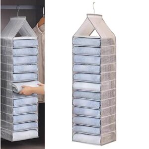 fordonral hanging closet organizer 12 shelves, small compartments wardrobe hanging organizer for t shirt towel legging organizer, space saving closet organizers and storage, 1 pack