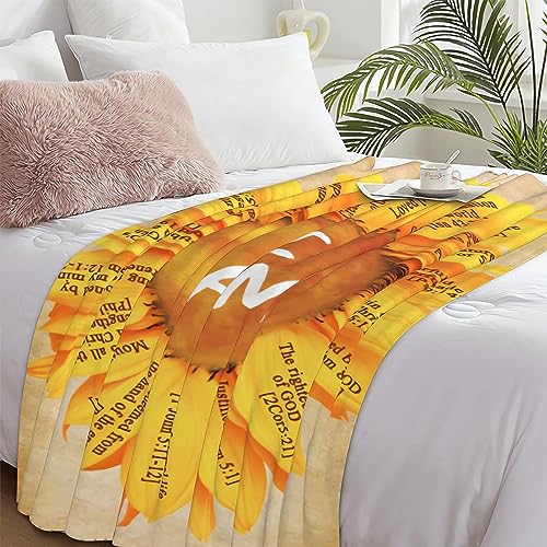 BOOPBEEP Inspirational Blanket with Bible Verse Christian Spiritual Religious Gift for Women Birthday Christian Gift for Mom Wife Healing Throw Blanket (Sunflower-Yellow, 40"x50")