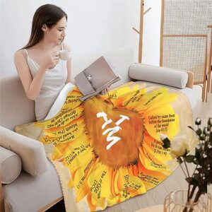 BOOPBEEP Inspirational Blanket with Bible Verse Christian Spiritual Religious Gift for Women Birthday Christian Gift for Mom Wife Healing Throw Blanket (Sunflower-Yellow, 40"x50")