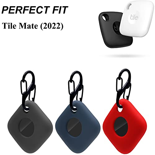 LiZHi for Tile Mate Case Cover 2022, Soft Silicone Skin Cover Shock-Absorbing Protective Case with Keychain for Tile Mate Bluetooth Tracker, 2 Packs- Black