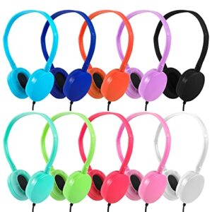 20 pack classroom kids headphones bulk 10 colourful class set of headphones for students children toddler boys girls teen and adult (20 mixed)