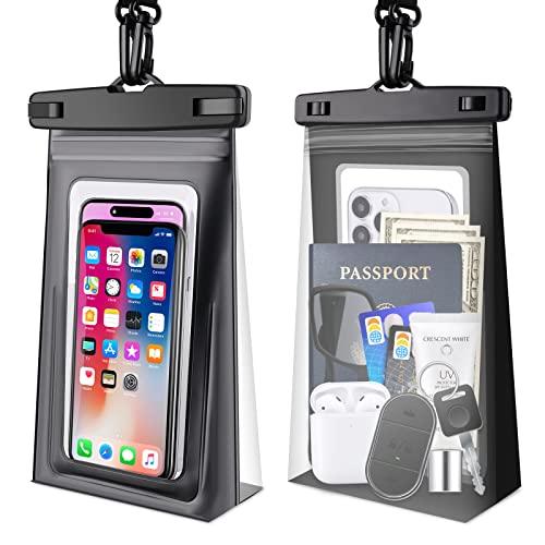 2 pcs Large Waterproof Phone Pouch Floating, Waterproof Bag Case for iPhone 15 14 13 12 11 Pro Max X XR 8 Plus Samsung Up to 7.2'', Water Proof Phone Dry Bag for Boating Swimming Kayaking Vacation