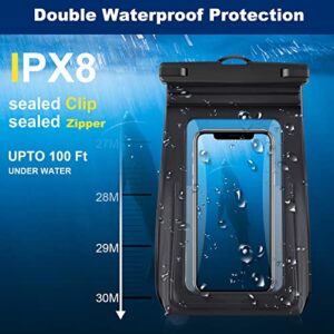 2 pcs Large Waterproof Phone Pouch Floating, Waterproof Bag Case for iPhone 15 14 13 12 11 Pro Max X XR 8 Plus Samsung Up to 7.2'', Water Proof Phone Dry Bag for Boating Swimming Kayaking Vacation