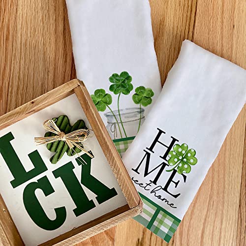 ARKENY St Patricks Day Green Polka dot Shamrock Kitchen Towels Dish Towels St. Patrick's Day Decorations for Home Décor Ultra Absorbent Bar Drying Cloth 18x26 Inch Hand Towel for Cooking Set of 2