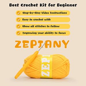 Crochet Kits for Beginners - All-in-One Stuffed Animal Knitting Sets - Step-by-Step Video Tutorials DIY, Rabbit&Carrot Crochet Kits