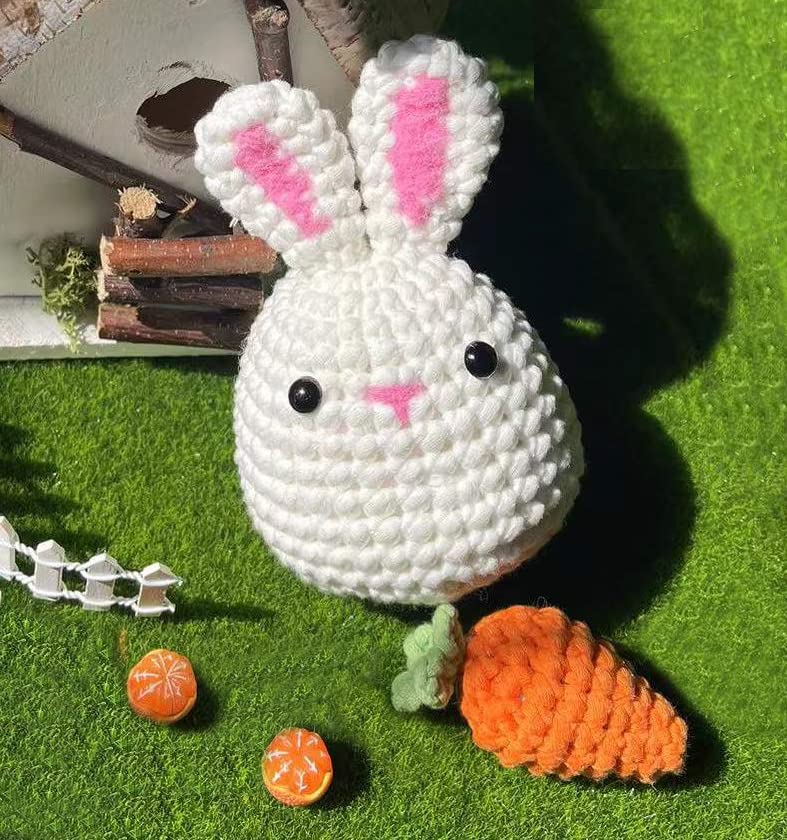 Crochet Kits for Beginners - All-in-One Stuffed Animal Knitting Sets - Step-by-Step Video Tutorials DIY, Rabbit&Carrot Crochet Kits