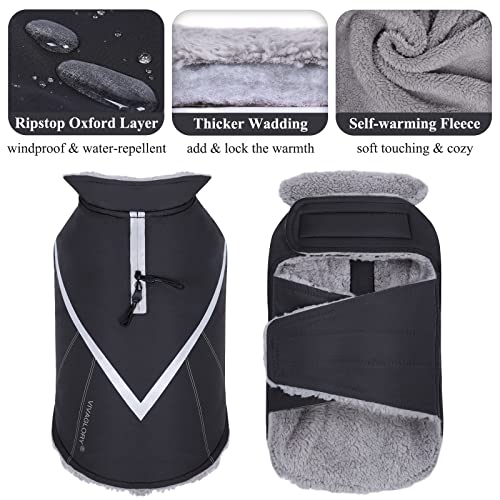 VIVAGLORY Cold Weather Dog Coats, Warm Dog Fleece Vest Jacket with Two-Way Zipper Opening, Dog Coats Pet Jacket with Fleece Lining for Small Pets, Black XXS