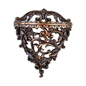 Retro Wall Floating Shelves Decoration Hollow Flower Carving Wall Art Flower Pot Stand Holder Wall Mounted Hanging Shelf Resin for Hallway, L Bronze