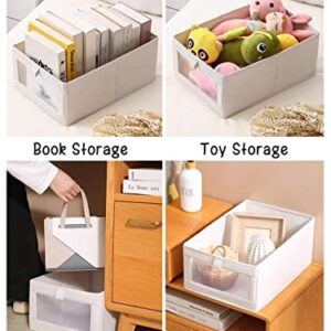 Fordonral 4 Pack Linen Storage Bins, Storage Containers for Organizing Clothing, Jeans, Toys, Books, Shelves, Closet, Wardrobe - Closet Organizers and Storage, Large Storage Boxes Baskets with Window