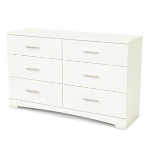 south shore gramercy 6-drawer double dresser, pure white